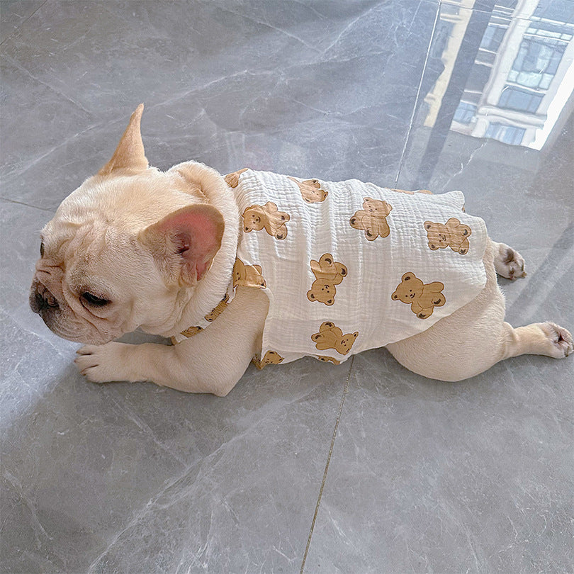 Dog White Bear Cotton Dress | Dog Clothes Sore in las vegas – Frenchiely