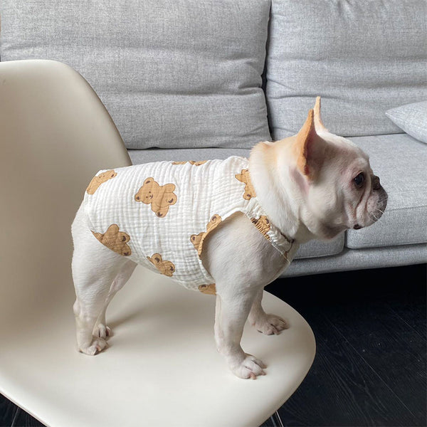 Dog White Bear Cotton Dress | Dog Clothes Sore in las vegas – Frenchiely