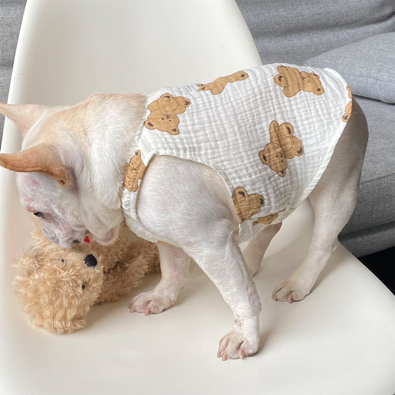 Dog White Bear Cotton Dress | Dog Clothes Sore in las vegas – Frenchiely