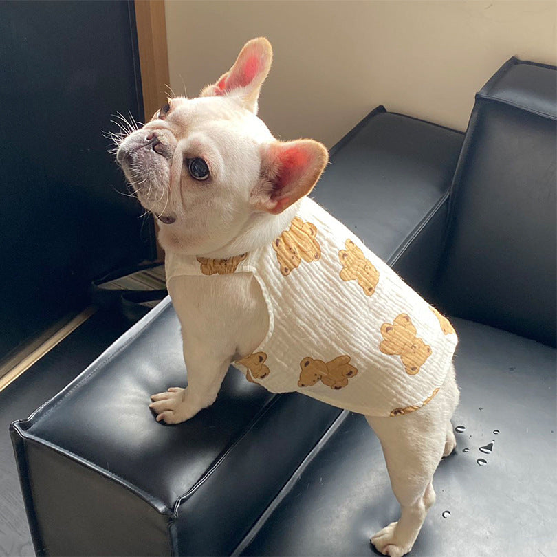 Dog White Bear Cotton Dress | Dog Clothes Sore in las vegas – Frenchiely