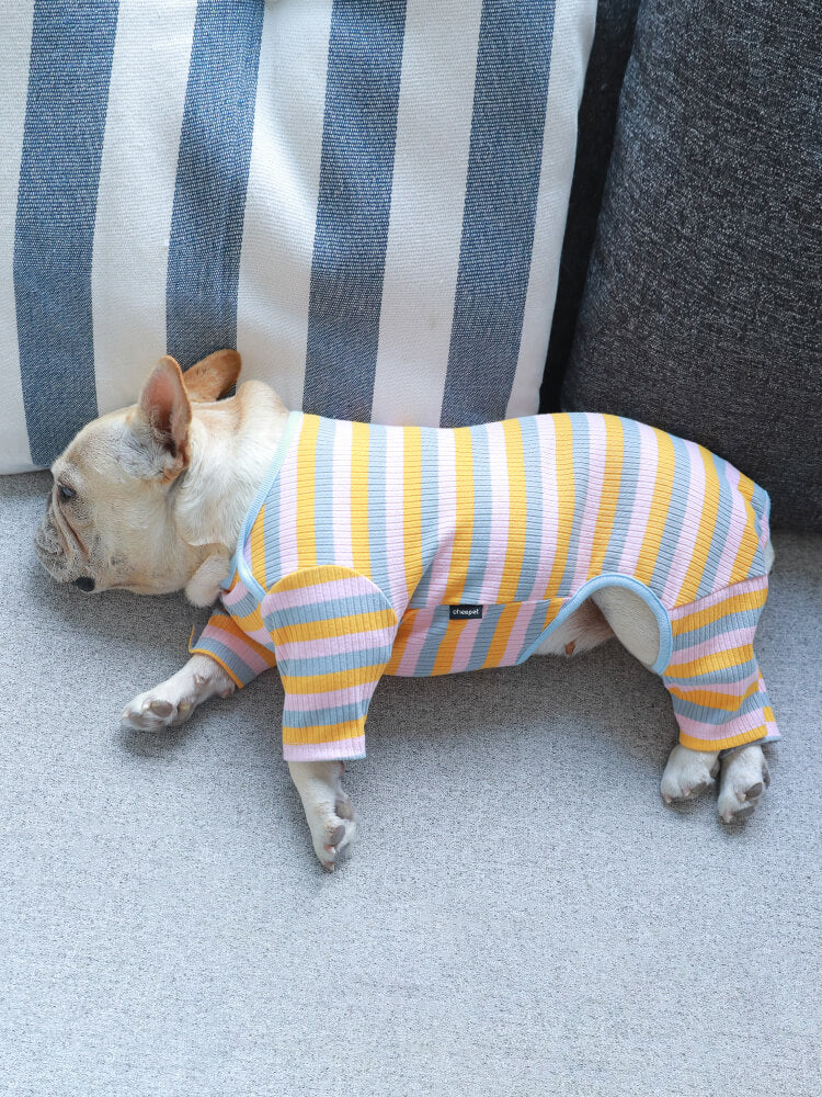 Dog Stretchy Striped Pajamas | Bulldog Clothing Store – Frenchiely