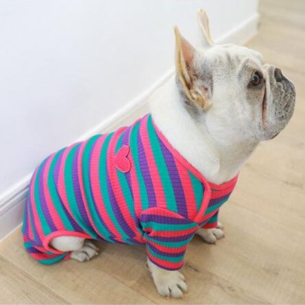 Dog Stretchy Striped Pajamas | Bulldog Clothing Store – Frenchiely