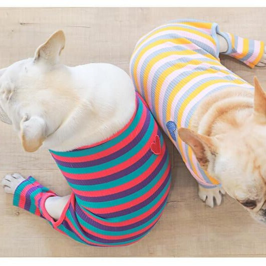 Dog Stretchy Striped Pajamas | Bulldog Clothing Store – Frenchiely