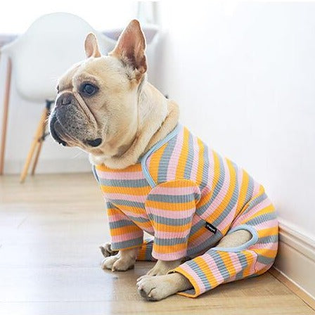 Dog Stretchy Striped Pajamas | Bulldog Clothing Store – Frenchiely